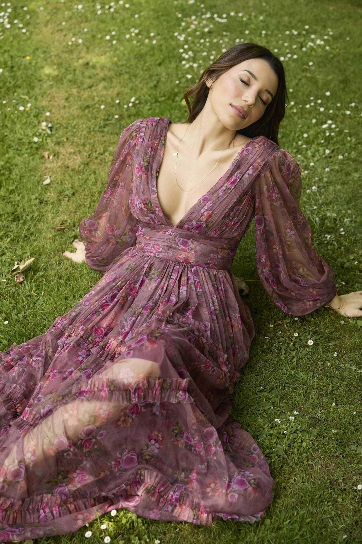 Lydia Maxi Dress in Purple Floral