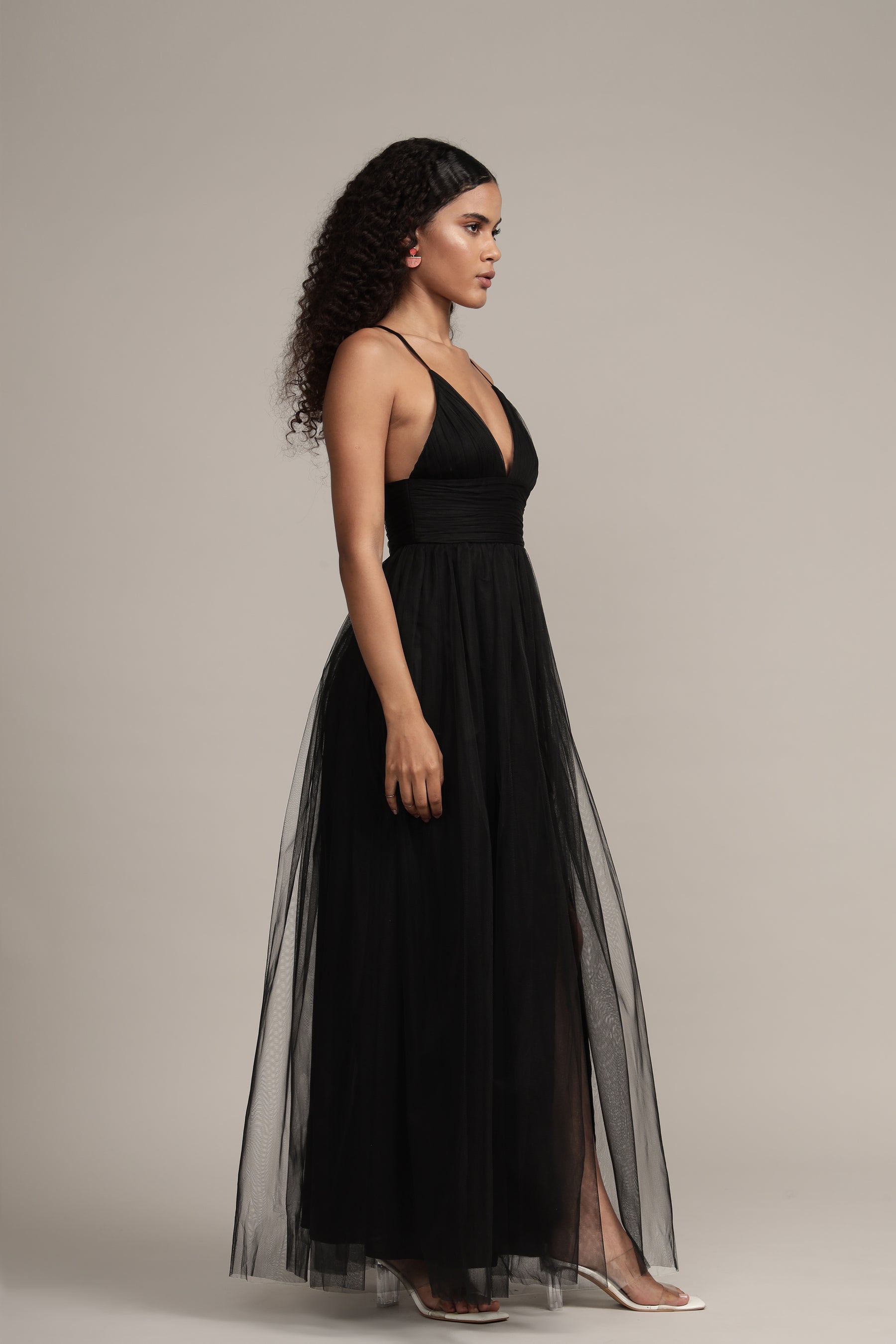 Opal Tulle Maxi Dress in Black