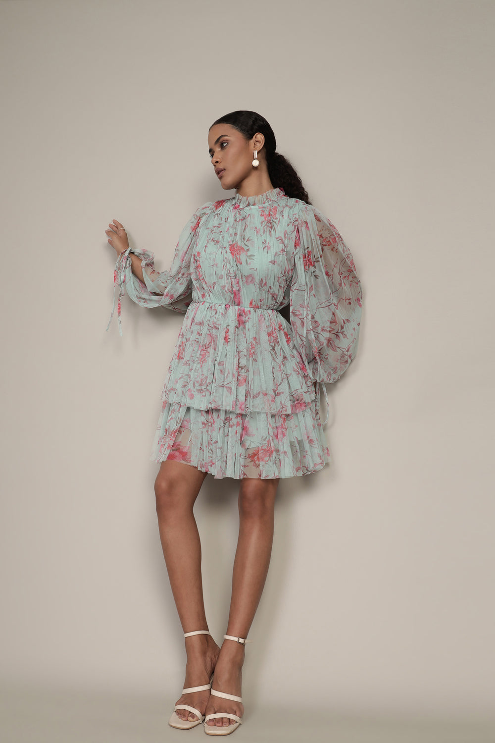 Randee Mini Dress in Sage Print