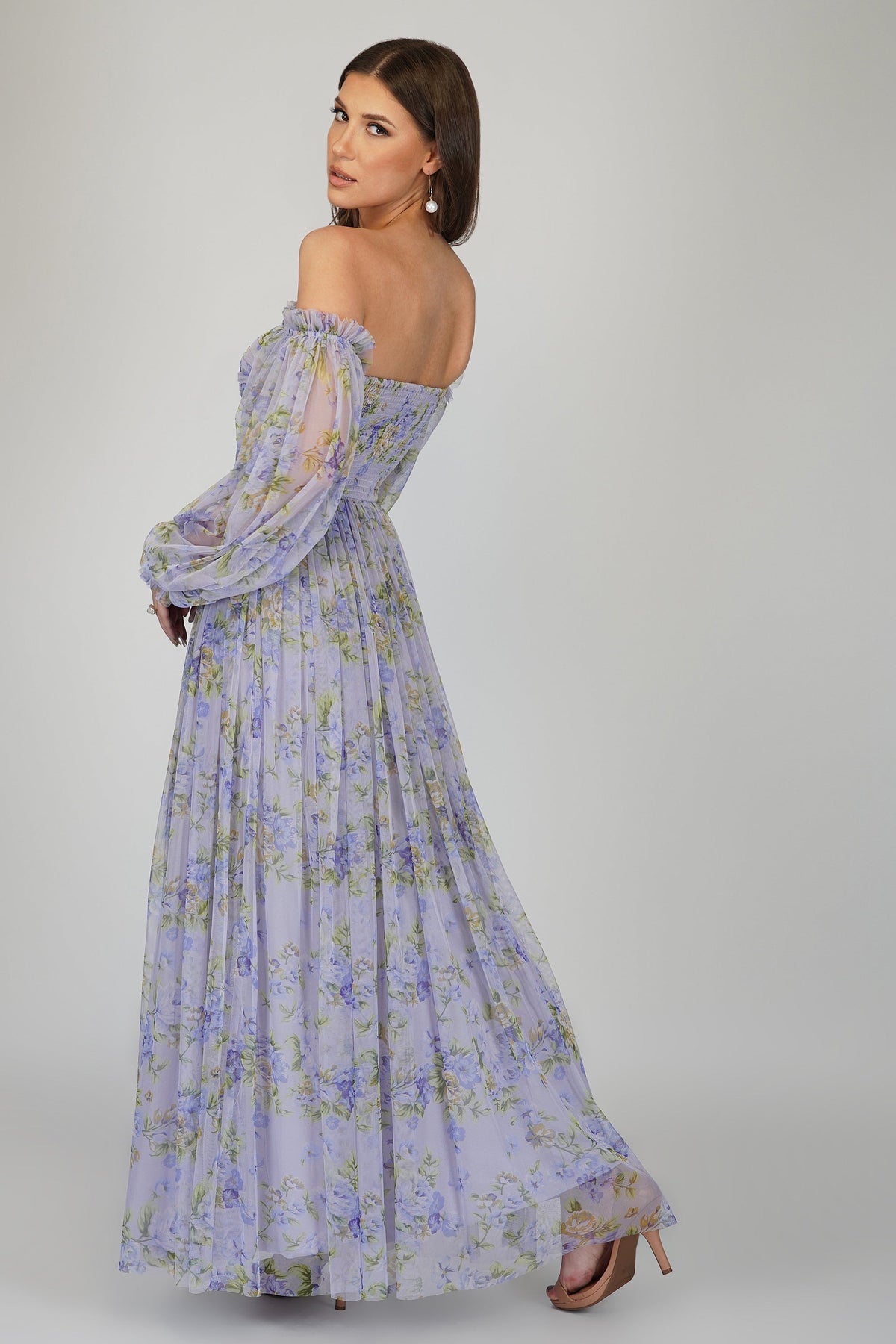 Lana Lilac Printed Tulle Dress