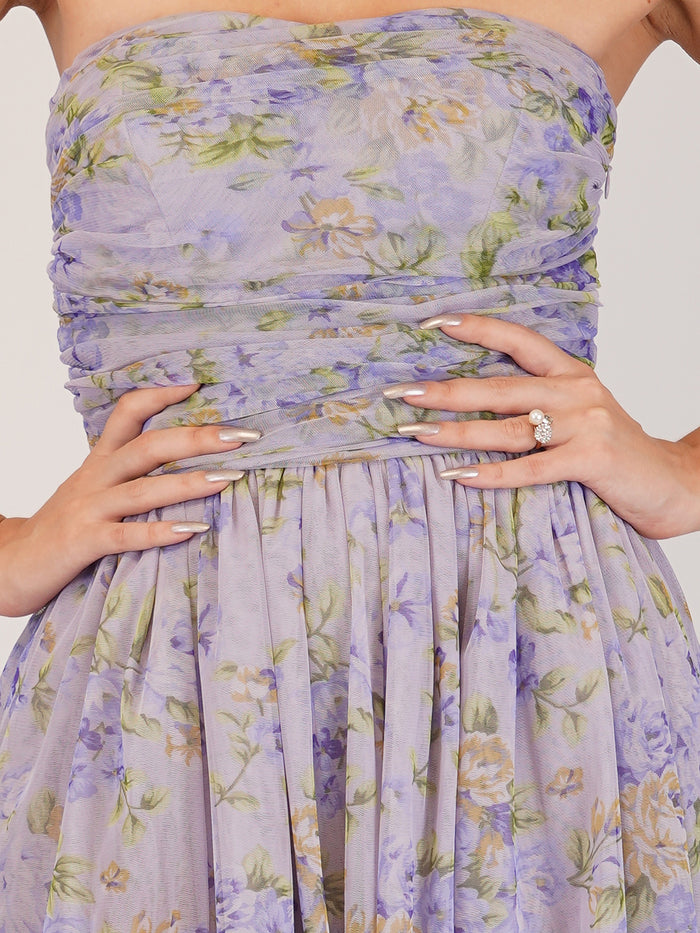 Shiloh Purple Printed Tulle Dress